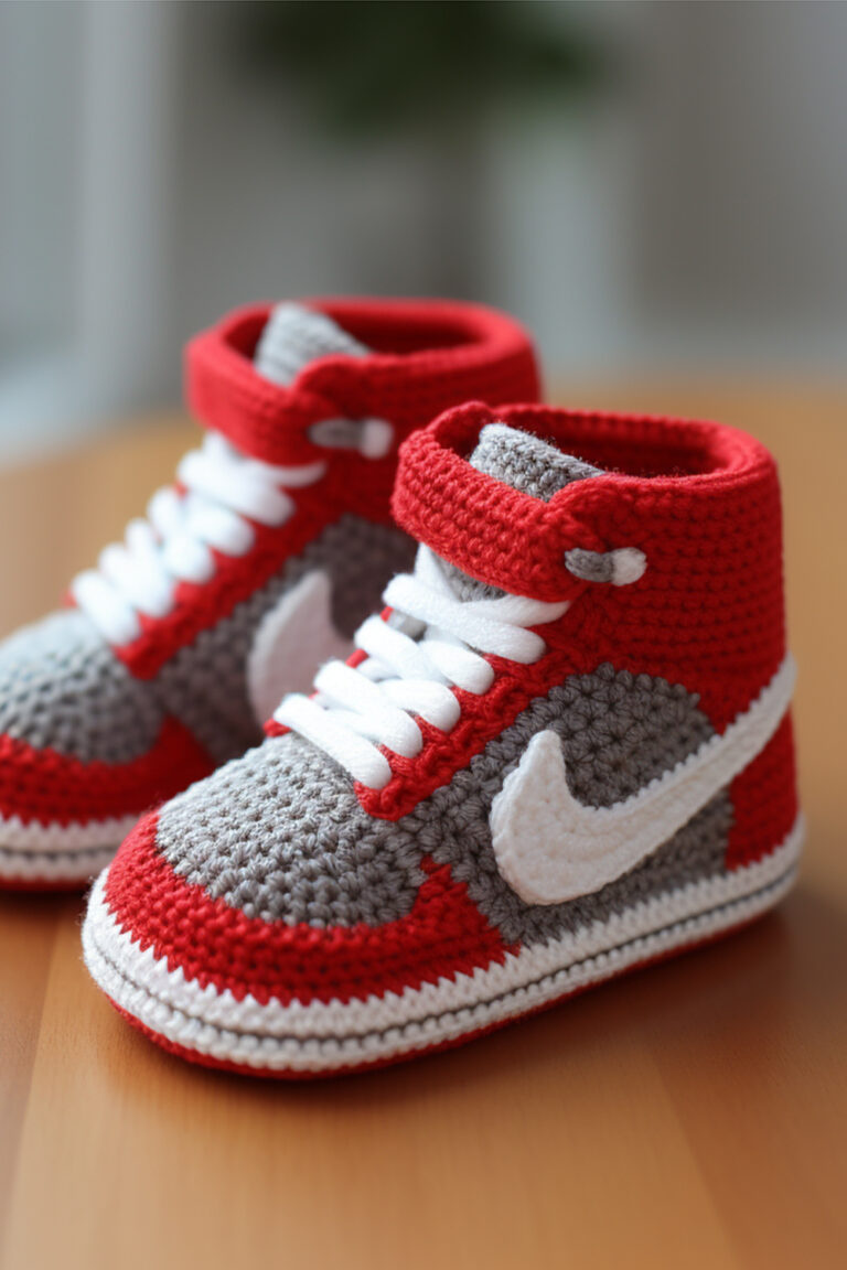 Crocheted Baby Booties Inspired by Famous Brands: Nike, Adidas, and ...