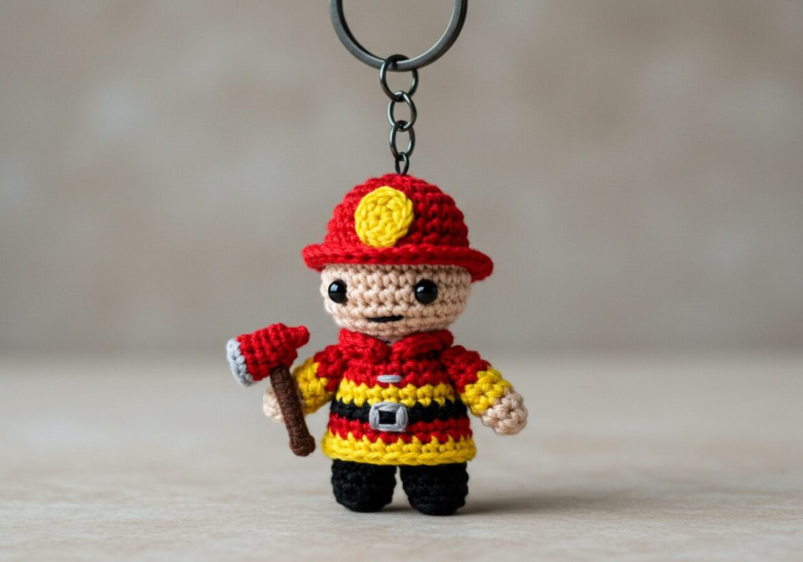 Amigurumi Firefighter Keychain - Crafts Ideas