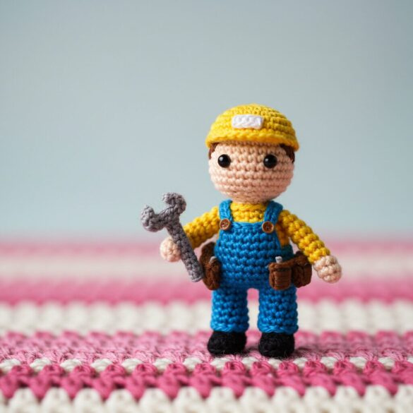 Crochet Construction Worker Keychain - Crafts Ideas