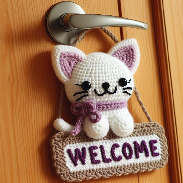 Creating a Crochet Welcome Cat Door Hanger