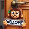 Crocheted Monkey Welcome Sign