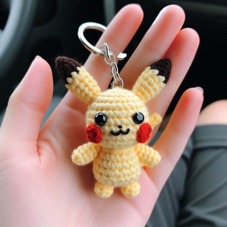 Crocheted Pikachu Keychain - Free Pattern - Crafts Ideas