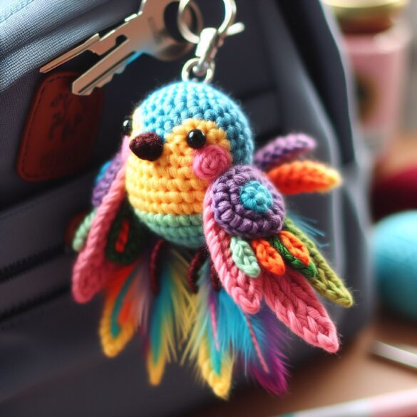 Adorable Crochet Bird Keychain