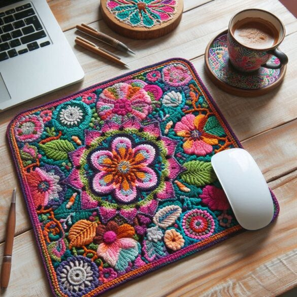 Colorful Crochet Mouse Pad