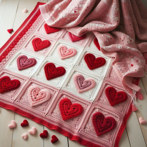 Crochet Heart Motif Blanket