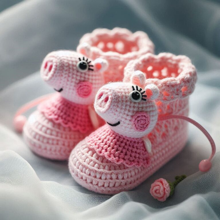 Cute Piggy Crocheted Baby Booties