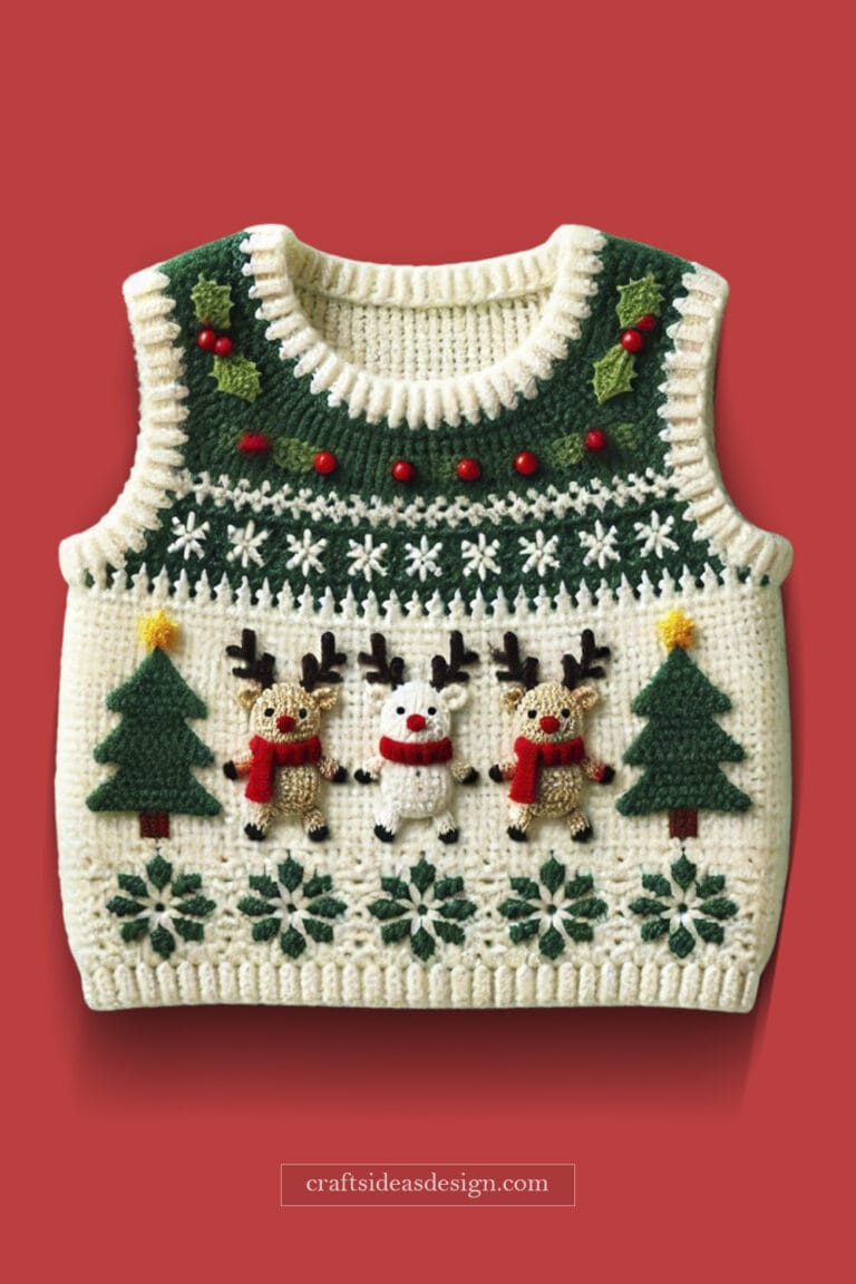 10 Crochet Christmas Mini Vest Ideas - Crafts Ideas
