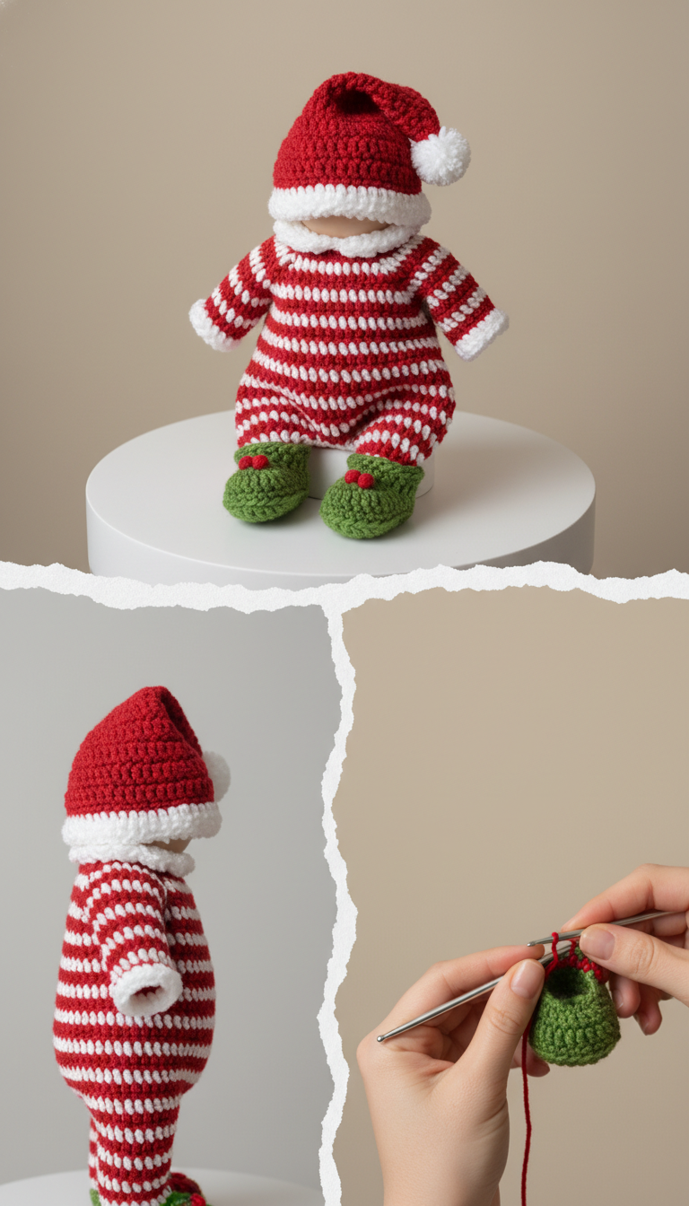 Jolly Striped Crochet Christmas Elf Amigurumi Pattern - Crafts Ideas