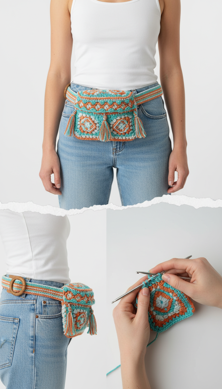 Boho Chic Crochet Fanny Pack: A Stylish Granny Square Belt Bag Pattern ...