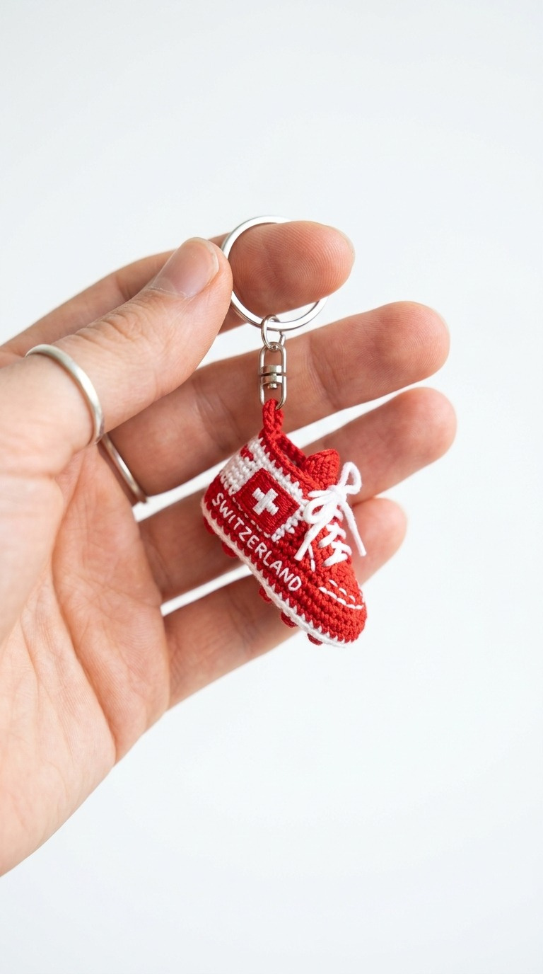 Crochet Your Own Patriotic Mini Sneaker Keychain: A Switzerland ...