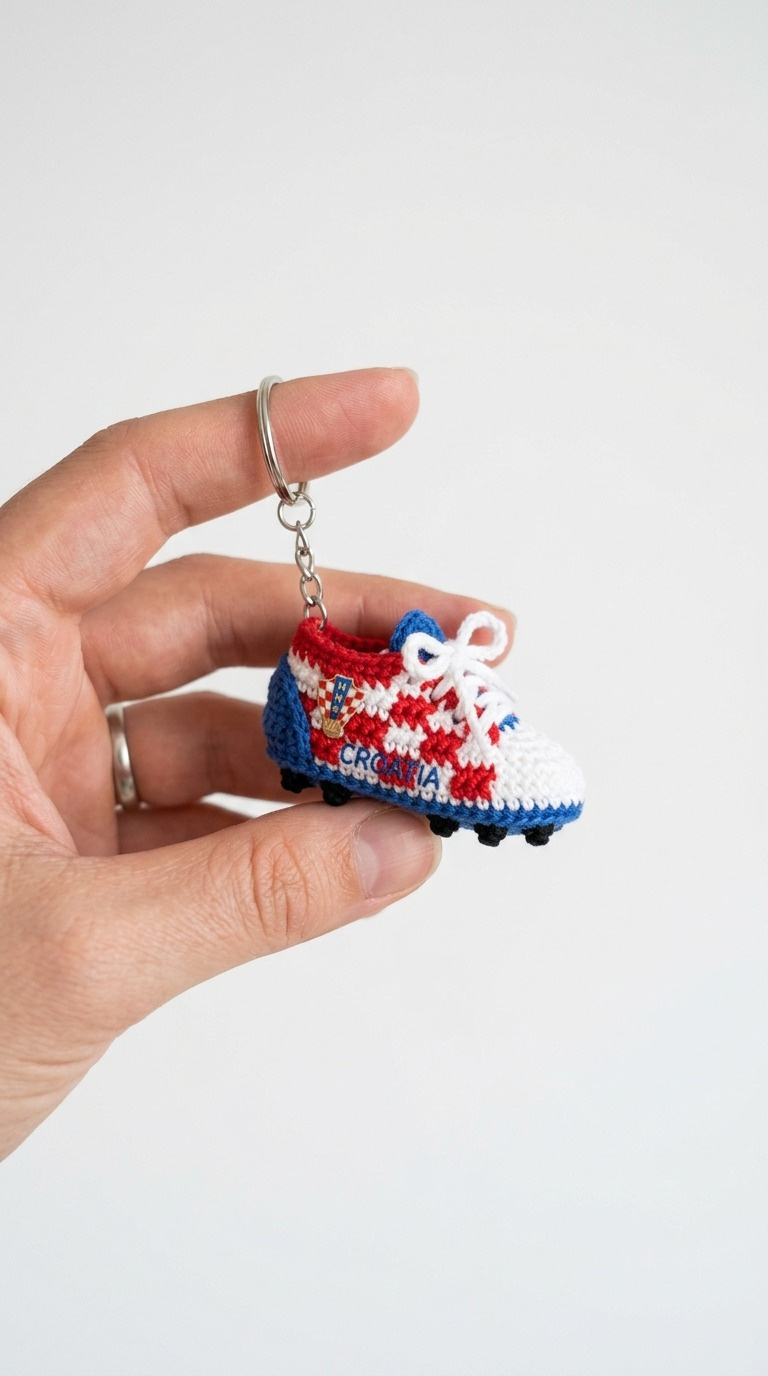 Score Big with This Amigurumi Croatian Soccer Cleat Keychain Crochet ...