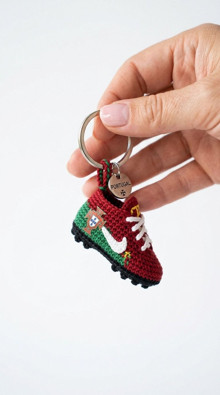 Score Big: Crochet Your Own Portugal Football Boot Keychain! - Crafts Ideas