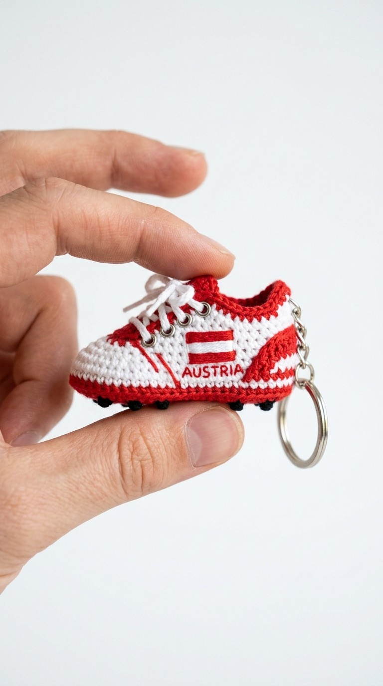 Kick Off Your Style: Free Crochet Austria Soccer Shoe Keychain Pattern ...